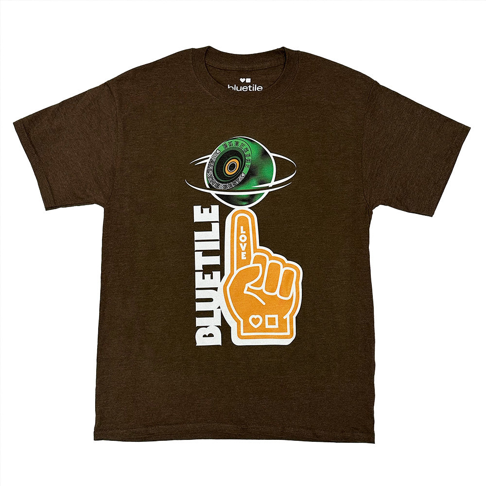 BLUETILE BLACK / GREEN SWIRL FOAM FINGER TEE BROWN– Bluetile Skateboards